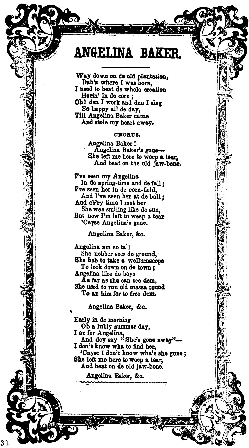 Angelina Baker (Foster, 1850) – The Hardtacks